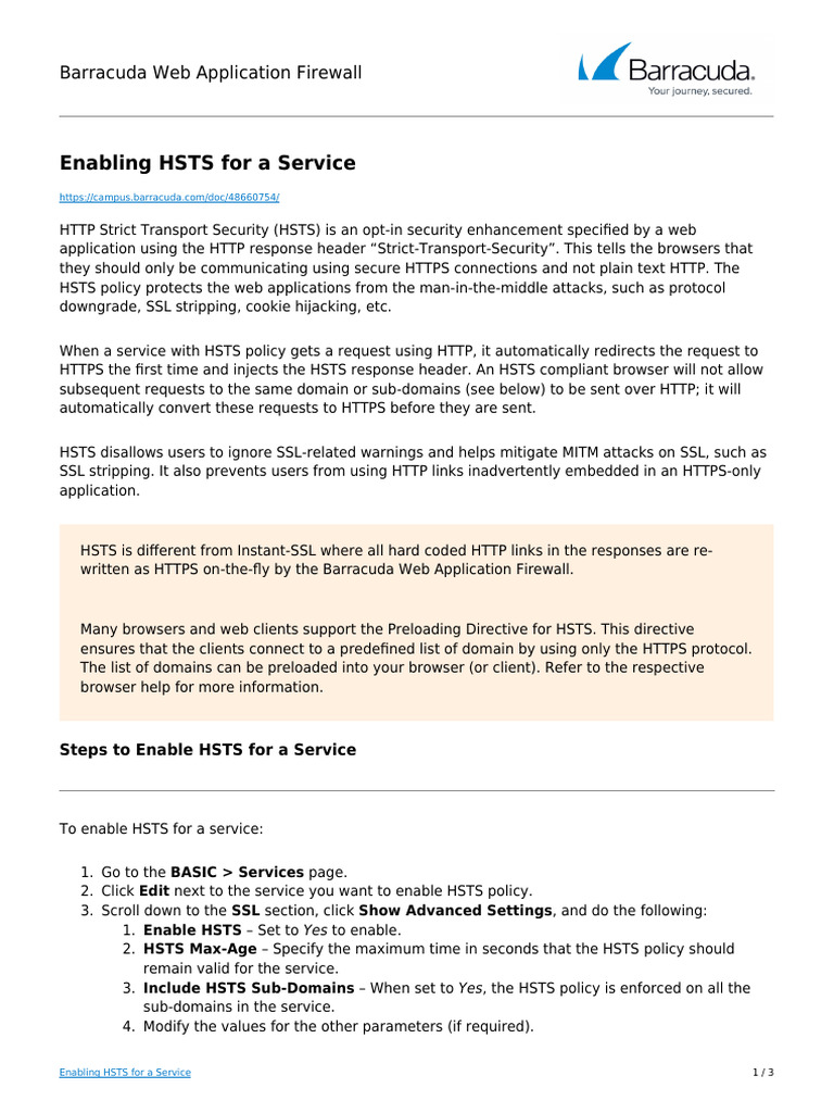 Enabling HSTS For A Service | PDF | Internet Architecture | Internet ...