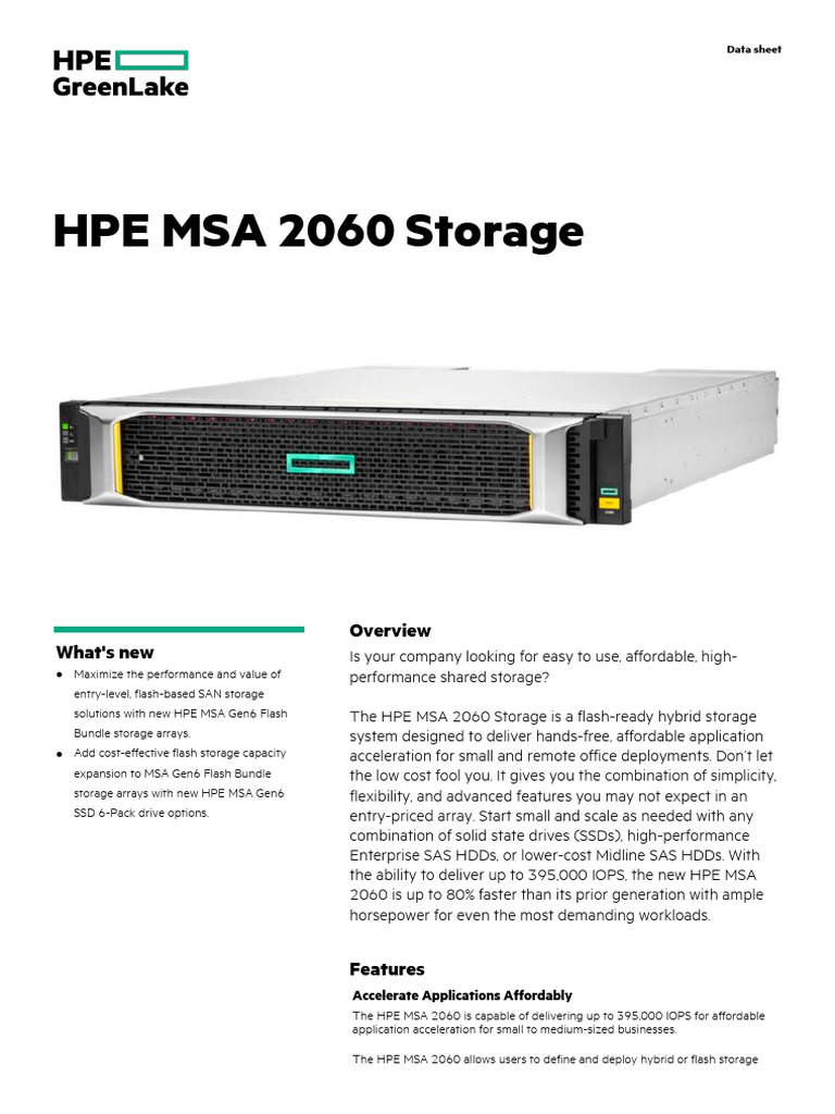 HPE MSA 2060 Storage-PSN1012748869IEEN | PDF | Solid State Drive | Hard ...