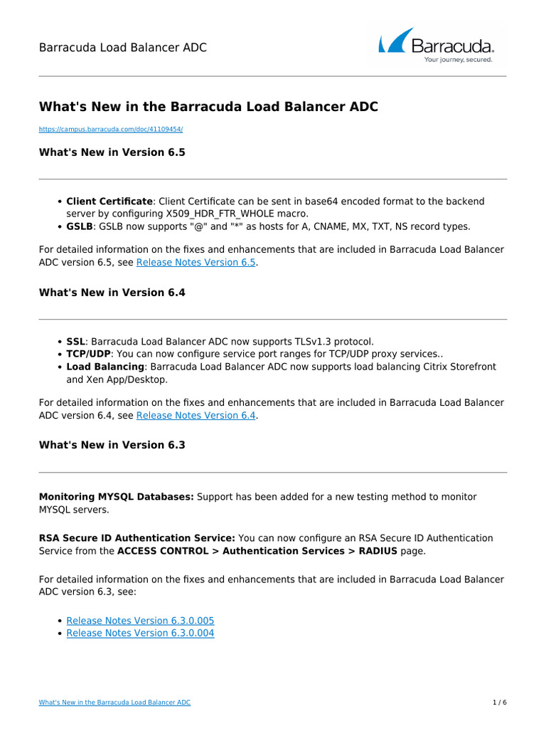 What's New in The Barracuda Load Balancer ADC | PDF | Transport Layer ...