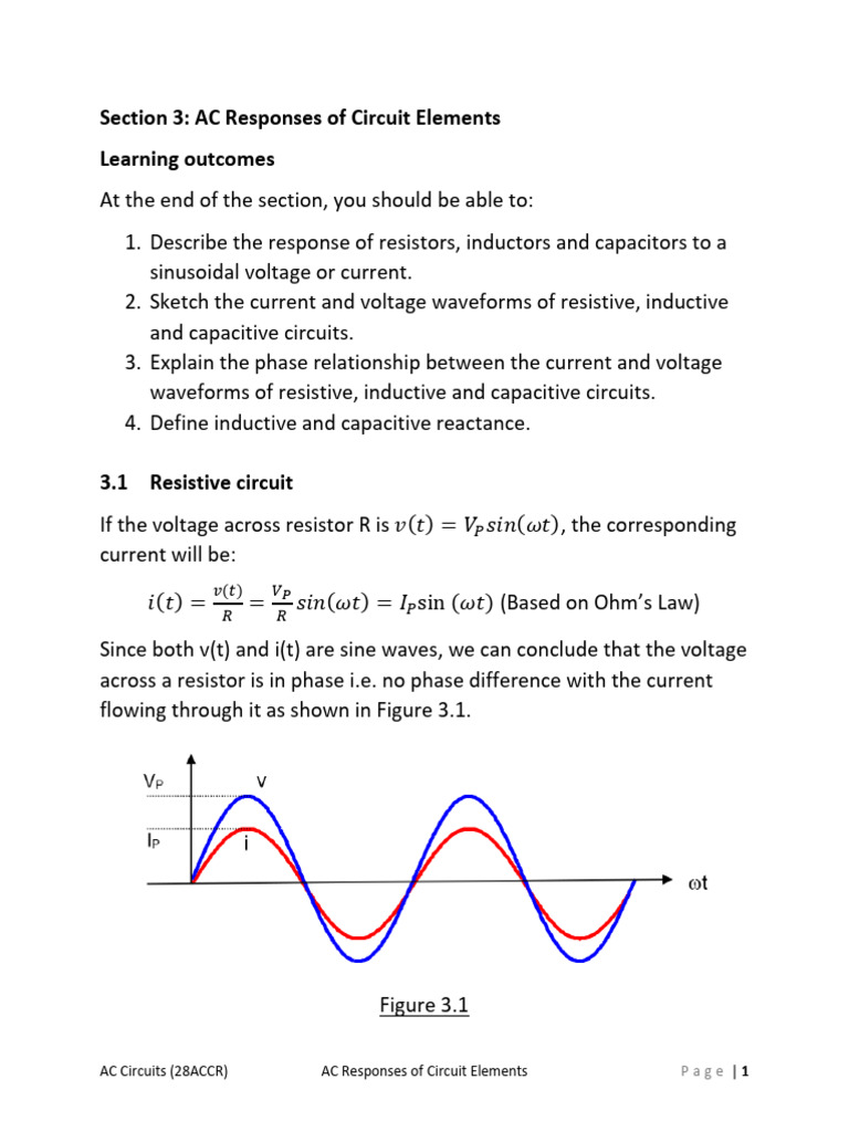 3 AC Responses of Circuit Elements | PDF | Electrical Network | Inductor