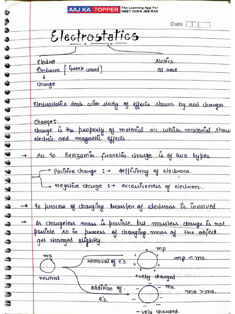 Electrostatic Notes Part 1 Eng | PDF