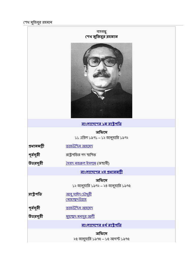 Sheikh Mujibur Rahman | PDF