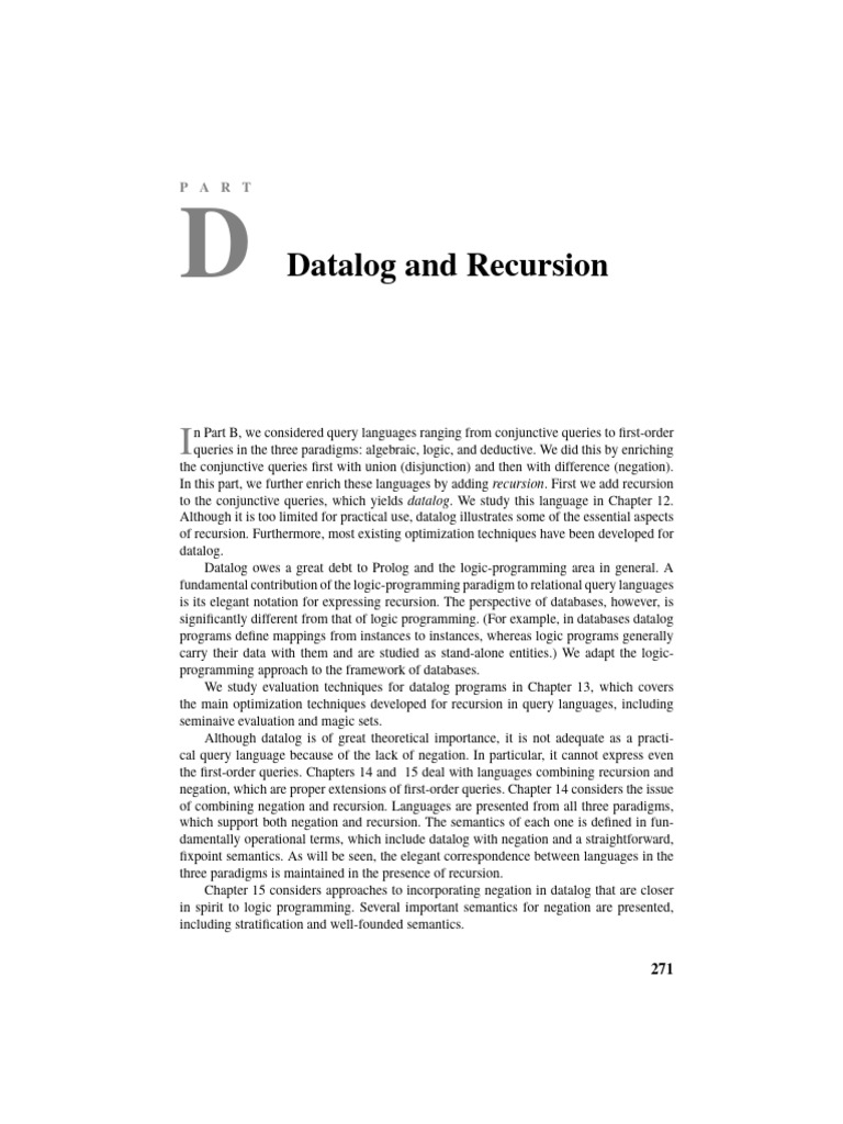 Datalog and Recursion | PDF | Interpretation (Logic) | Model Theory