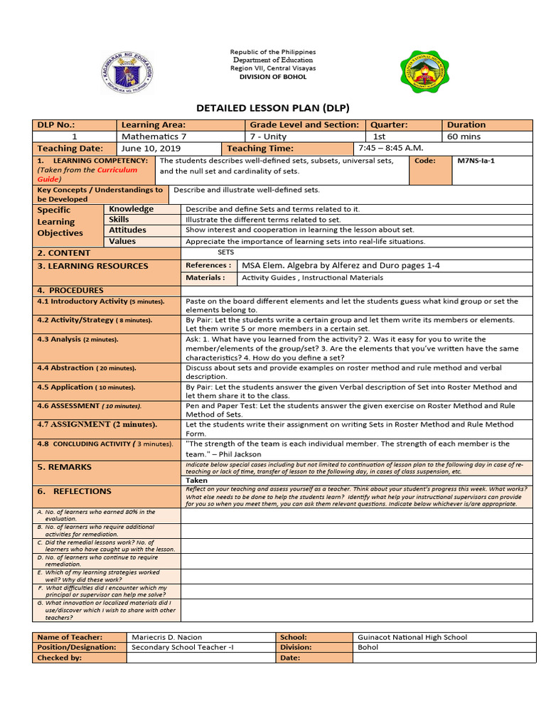 DLP Format 2019 2020docx | PDF | Learning | Lesson Plan