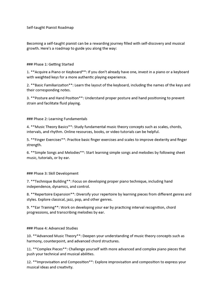 Pianist Roadmap | PDF | Music Theory | Piano