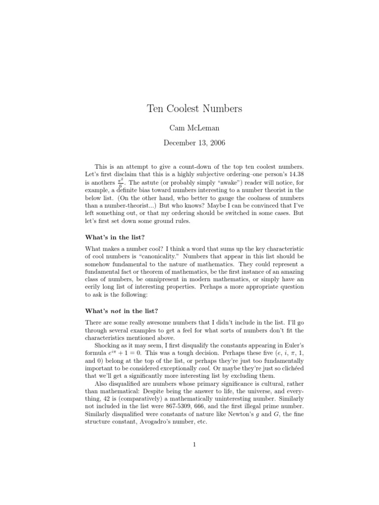 Cool Numbers | PDF | Field (Mathematics) | Factorization