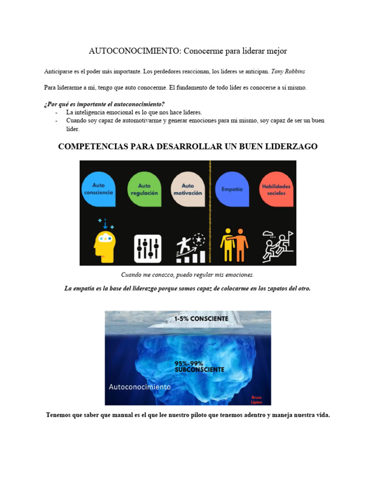 3) Toma de Decisiones AUTOCONOCIMIENTO Conocerme para Liderar Mejor | PDF | Empatía | Las emociones