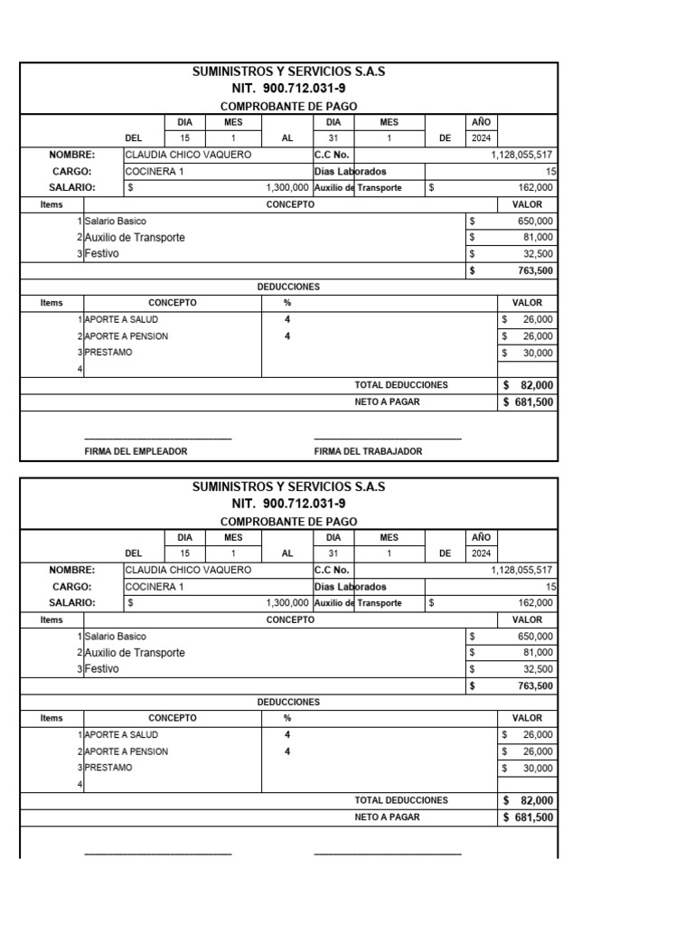Comprobante Pago De Nomina 15 De Febrero Descargar Gratis Pdf