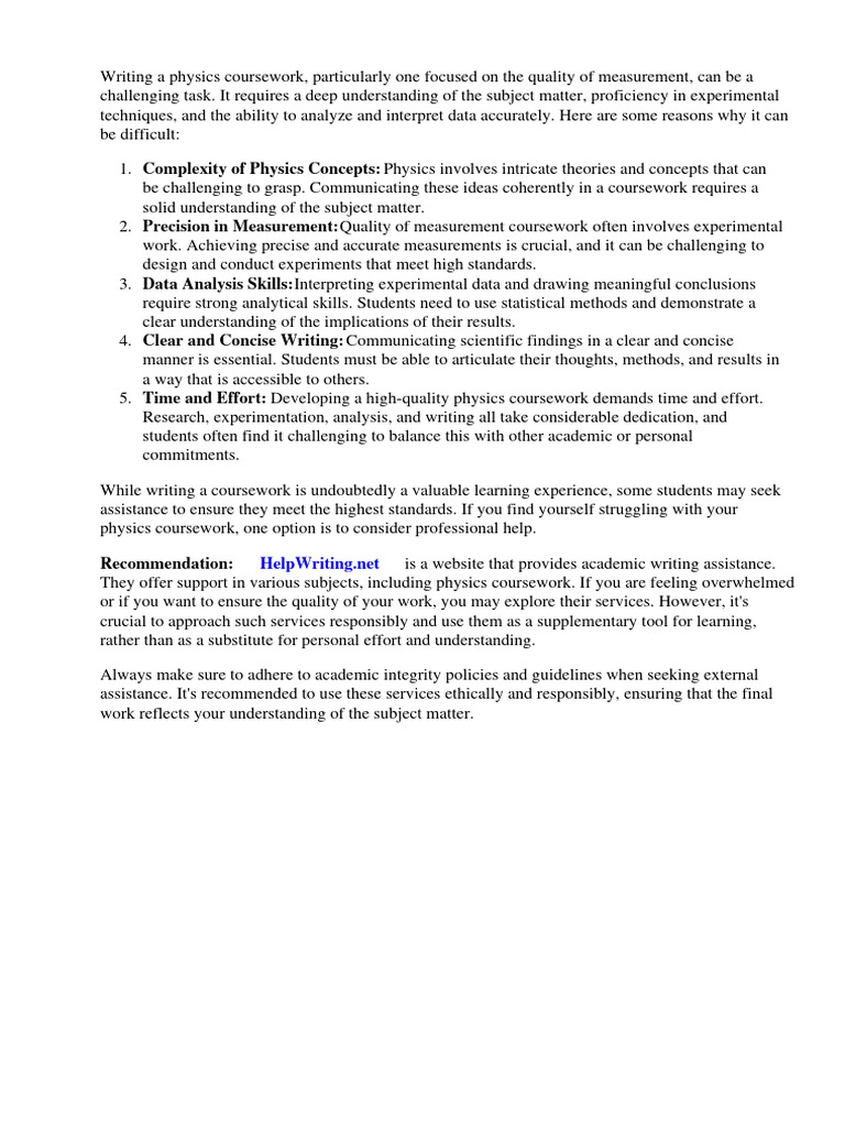 Physics Quality of Measurement Coursework Ideas | PDF | Physics | Force