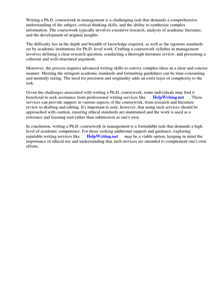 PHD Course Work Syllabus in Management | Download Free PDF | Chemical ... PHD Course Work Syllabus in Management | Download Free PDF | Chemical ...