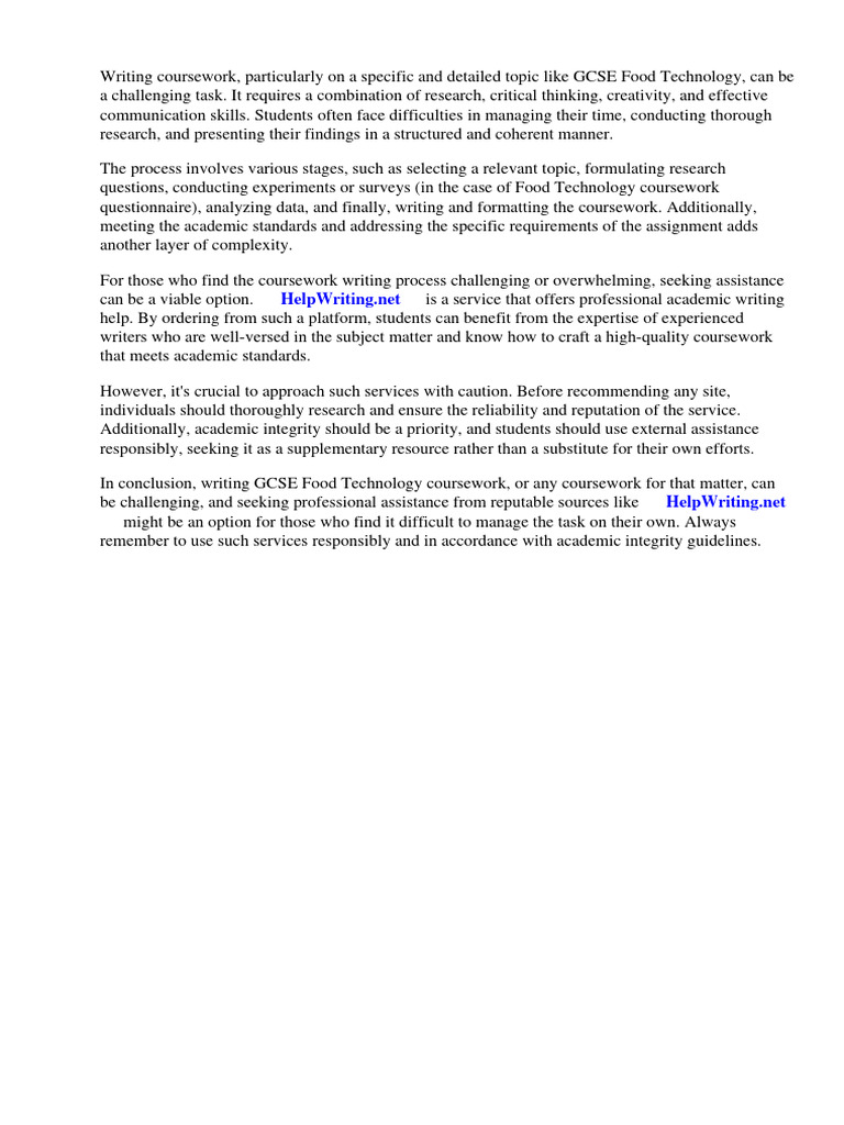 GCSE Food Technology Coursework Guide | PDF | Foods | Diet (Nutrition)