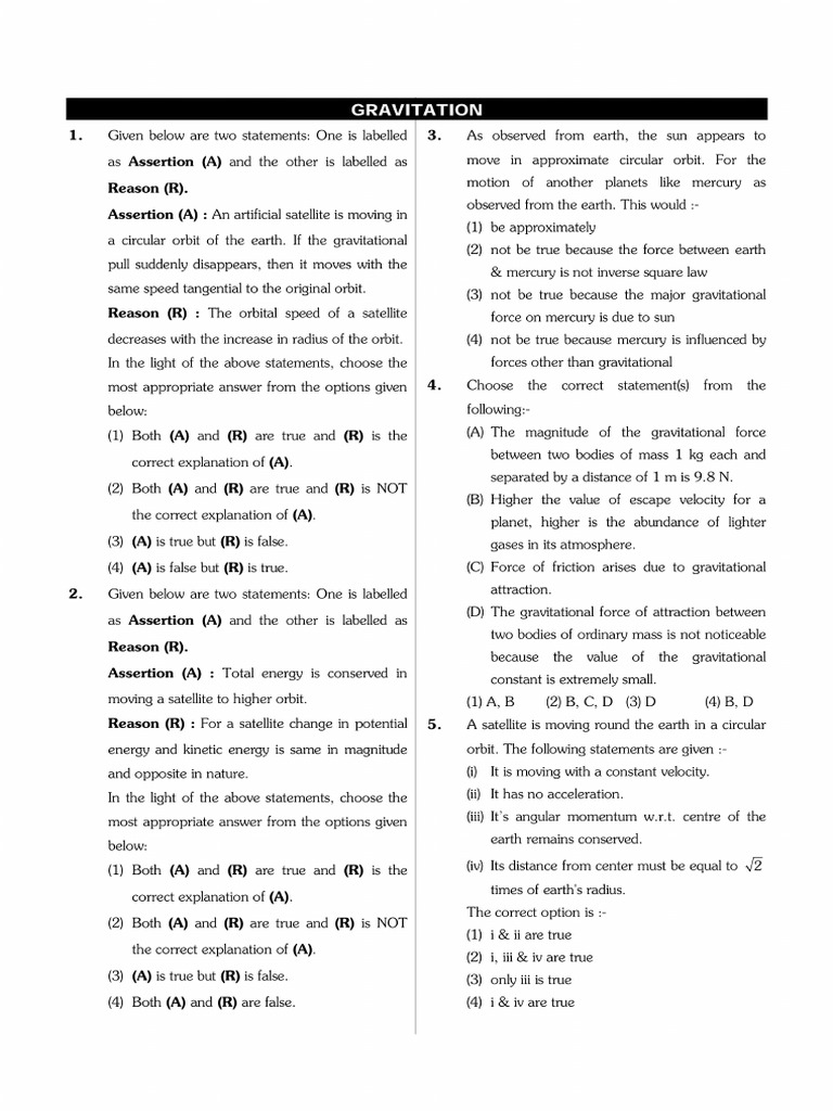 Ques - Gravitation | PDF