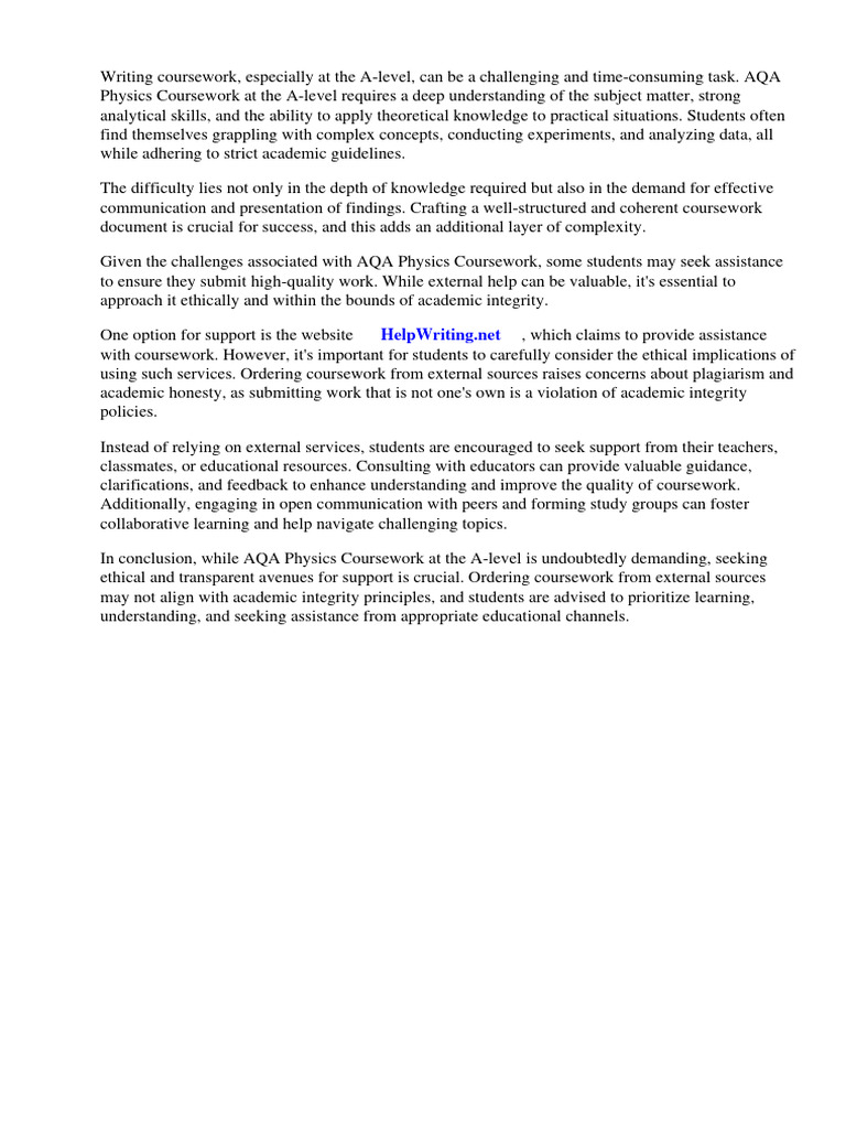 Aqa Physics Coursework A Level | Download Free PDF | Facebook | Linked In