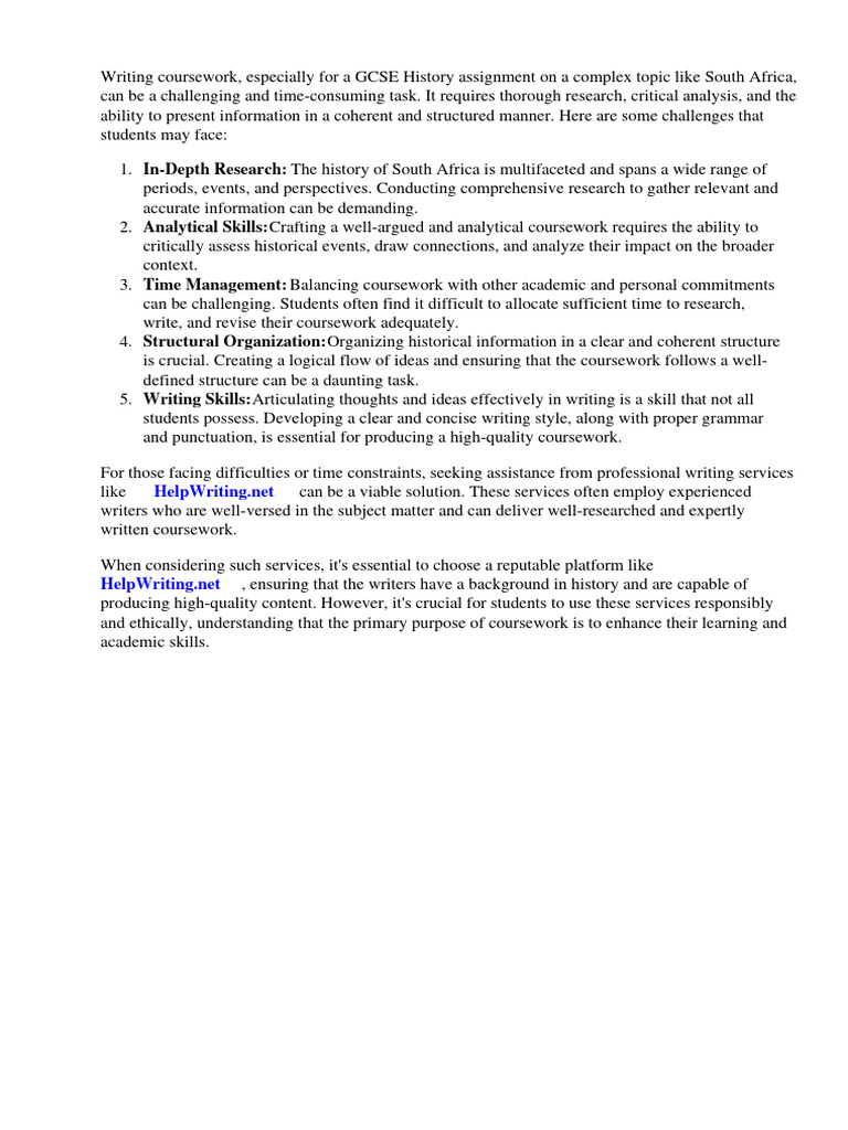 GCSE History Coursework Guide | PDF | Alternative Medicine | South Africa