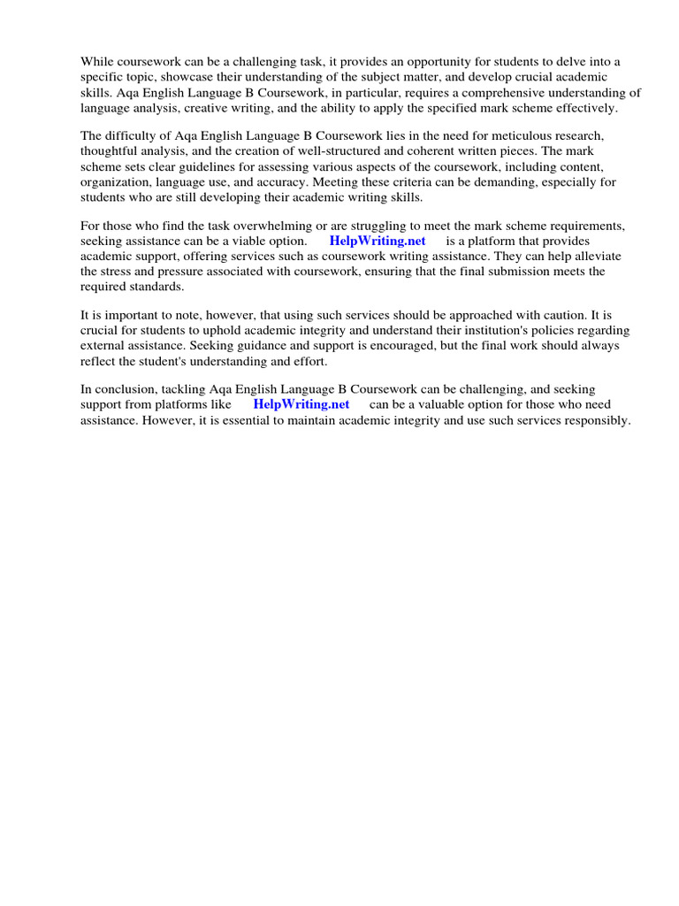 Aqa English Language B Coursework Mark Scheme | PDF | Question | Gce ...