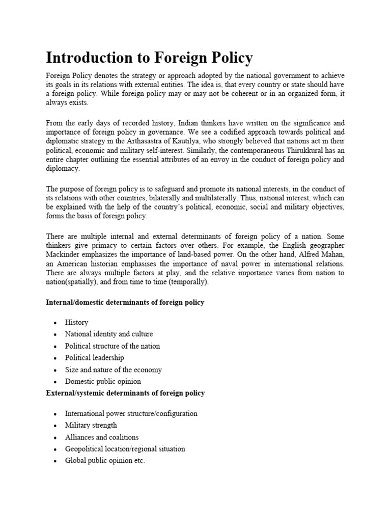 Overview of Foreign Policy Principles | PDF | Political Science ...