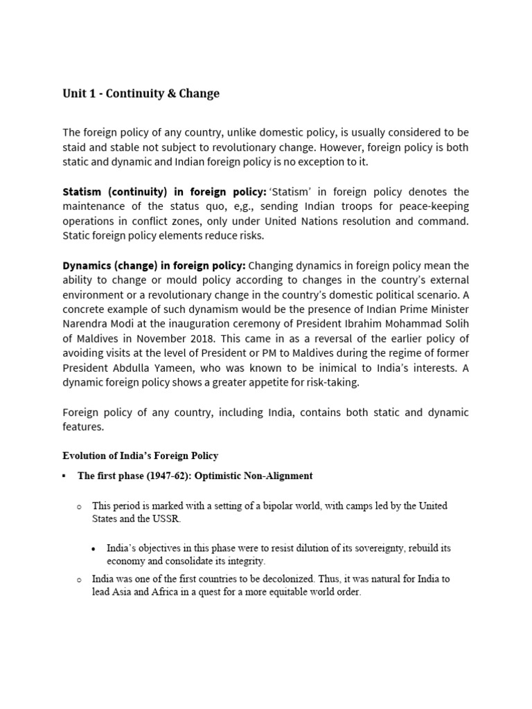 Unit-1 - Continuity & Change | PDF | Non Aligned Movement | Pakistan