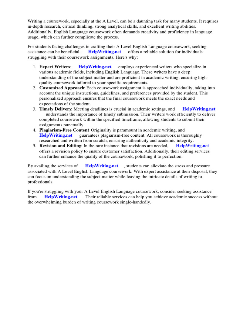 A Level English Language Coursework Help | PDF | Essays | William ...