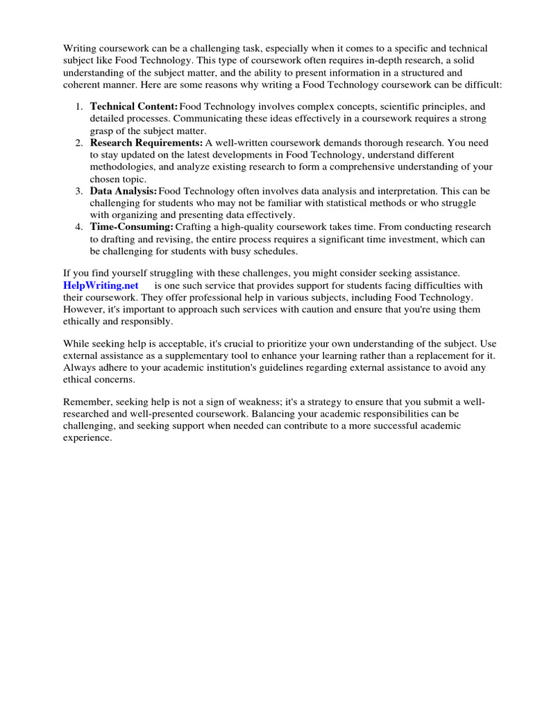 Food Technology Coursework Templates | PDF | Methodology