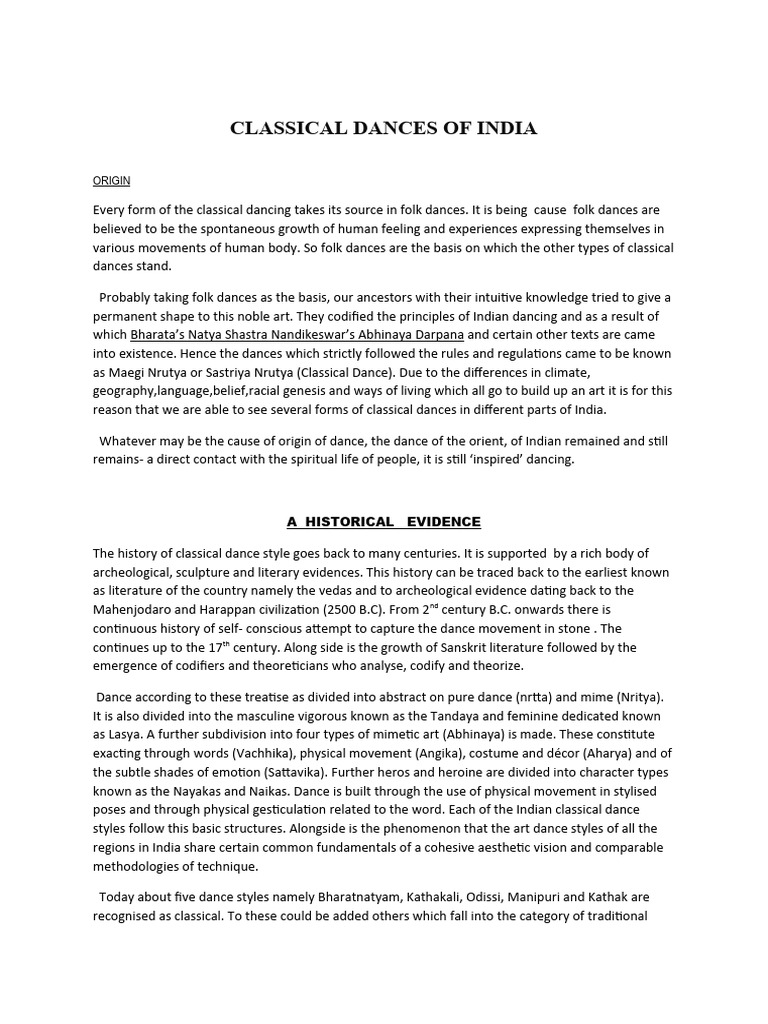 Overview of Indian Classical Dances | PDF | Dances | Performing Arts