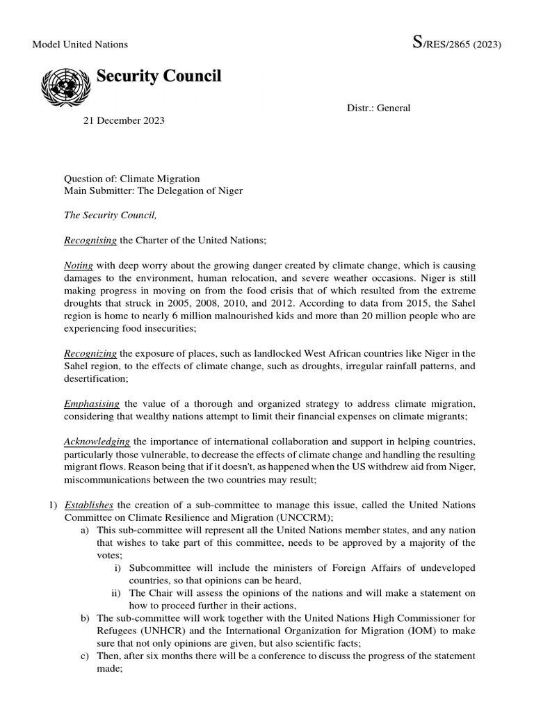 Resolution of Niger | PDF | International Organization For Migration ...