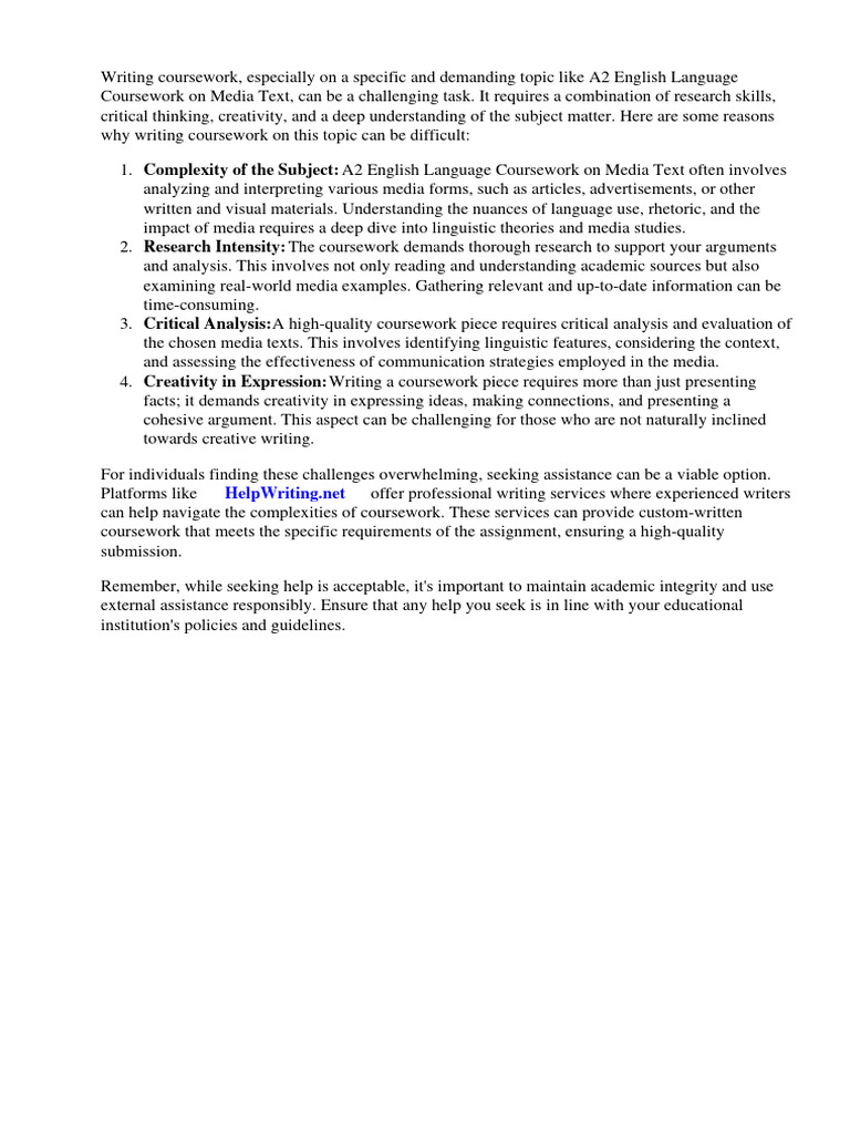 A2 English Language Coursework Media Text | PDF | Gce Advanced Level ...