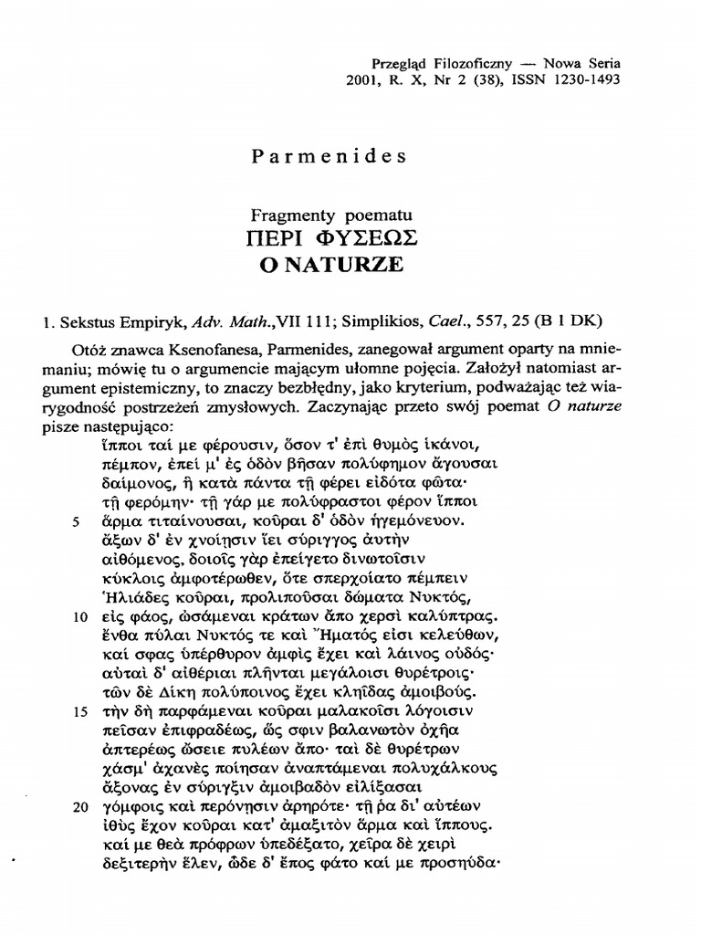 Parmenides O-Naturze | PDF