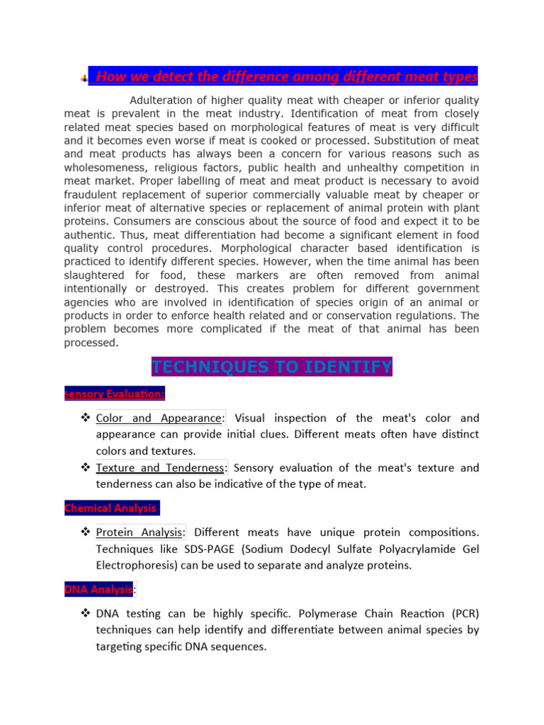 How We Detect The Difference Among Different Meat Types | PDF | Mass ...