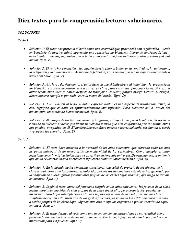 Solucionario de Comprensión Lectora | PDF | Esquizofrenia | Amor