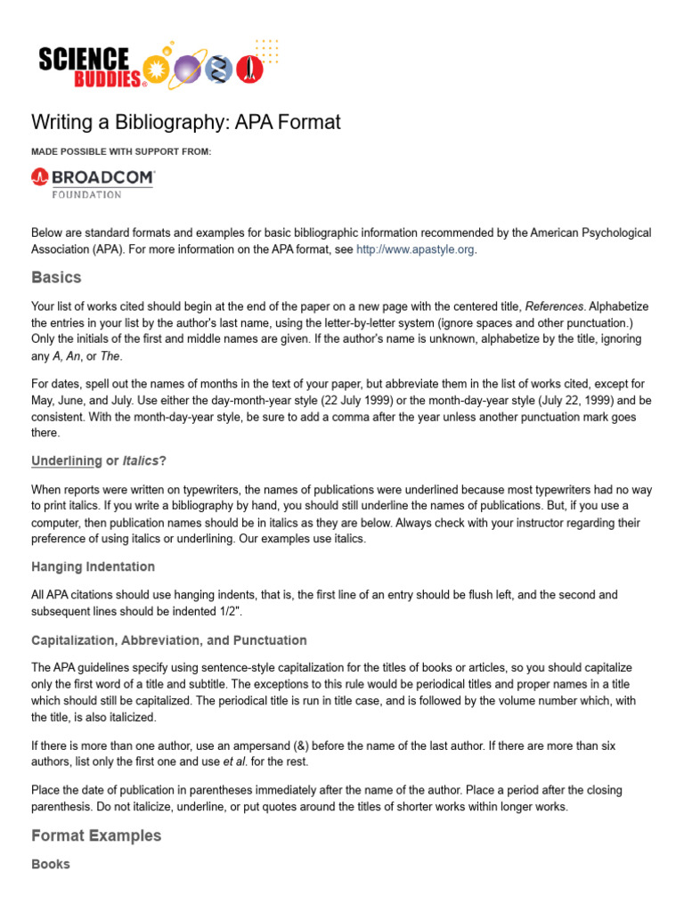 How To Write A Bibliography in APA Format With Examples | PDF | Apa ...