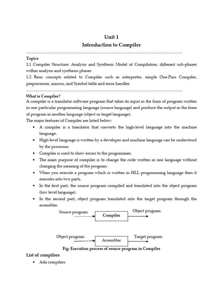 Chapter-1 Compiler Design | PDF | Compiler | Macro (Computer Science) Chapter-1 Compiler Design | PDF | Compiler | Macro (Computer Science)