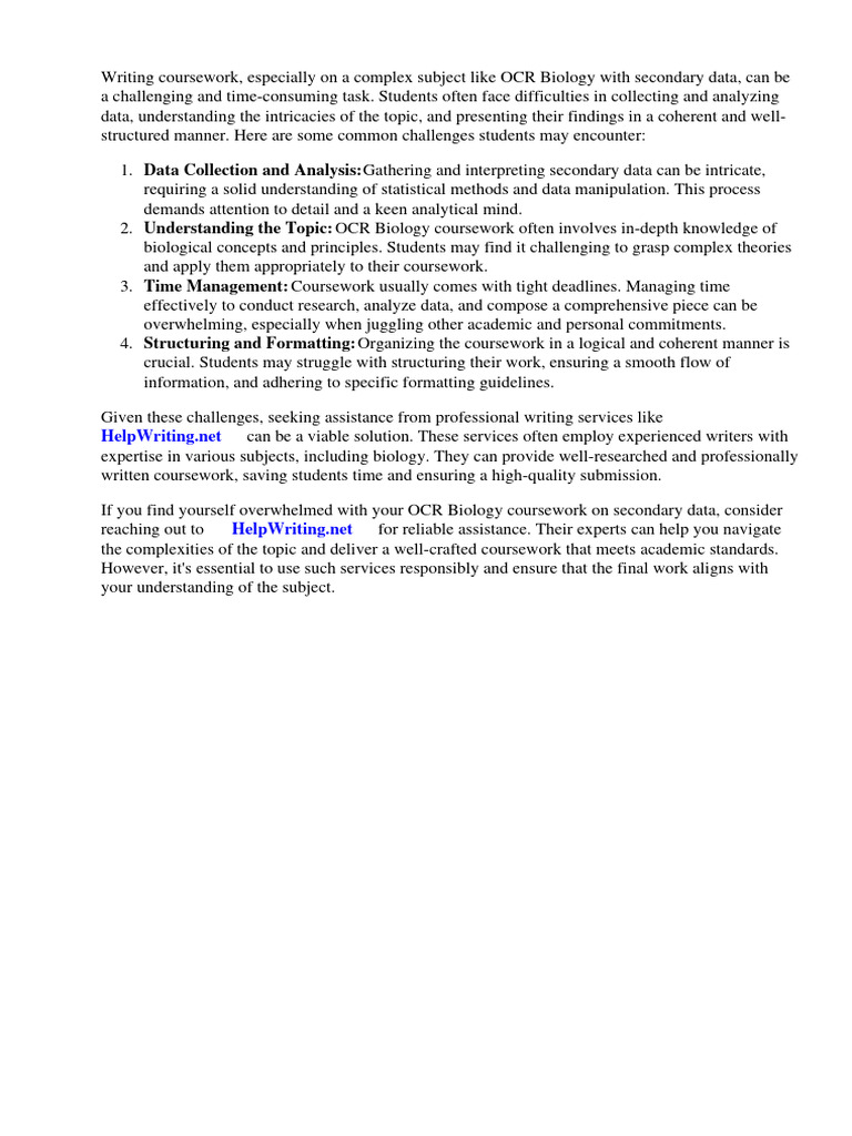 Ocr Biology Coursework Secondary Data | PDF | Facebook | Linked In