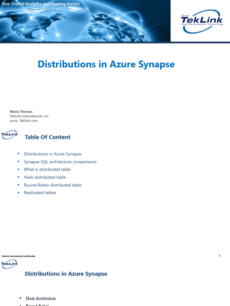 Distributions In Azure Synpase Pdf Table Database Sql 
