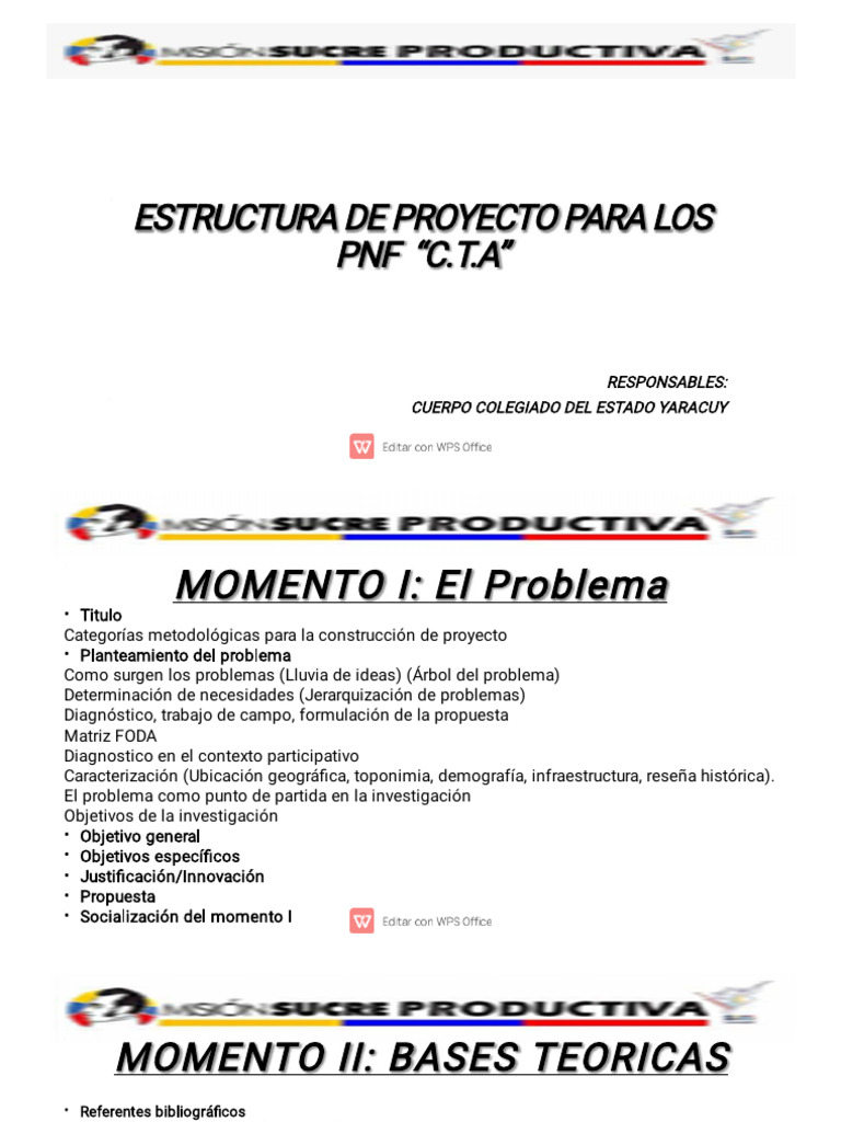 ESTRUCTURA DEL PROYECTO MISION SUCRE | PDF | Investigación de acción ...