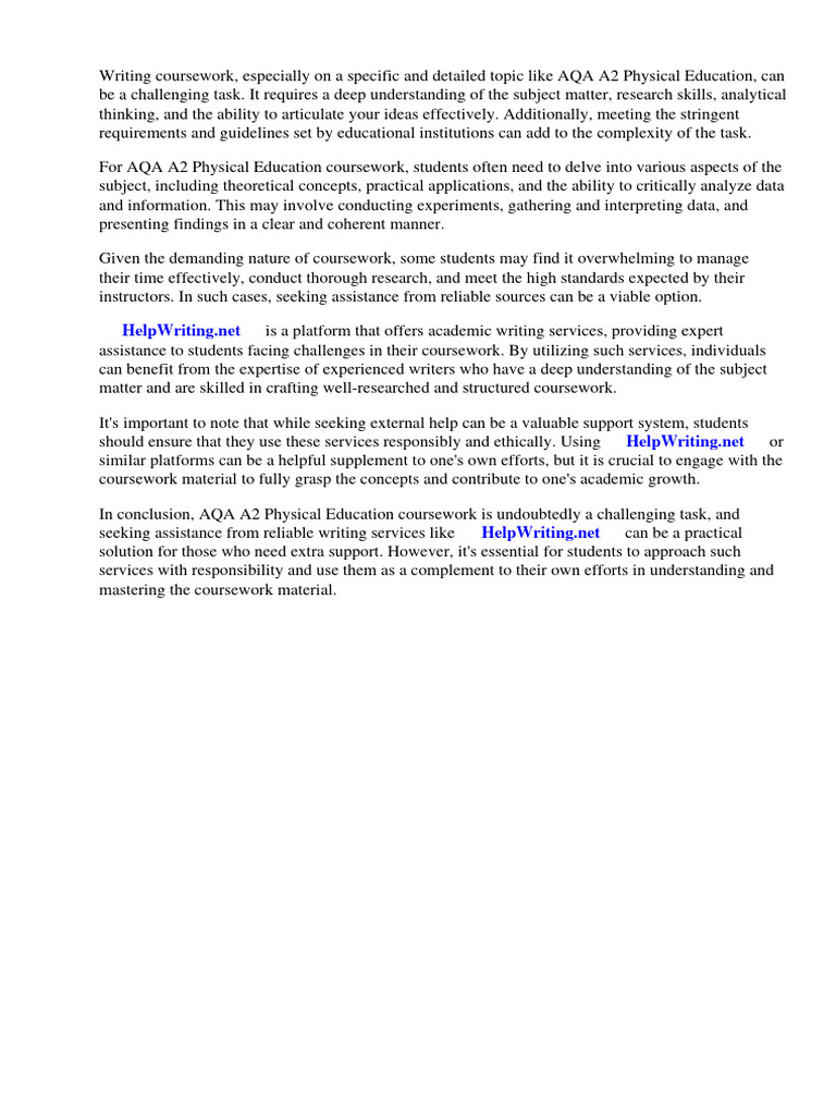 Aqa A2 Physical Education Coursework | PDF | Physical Fitness ...