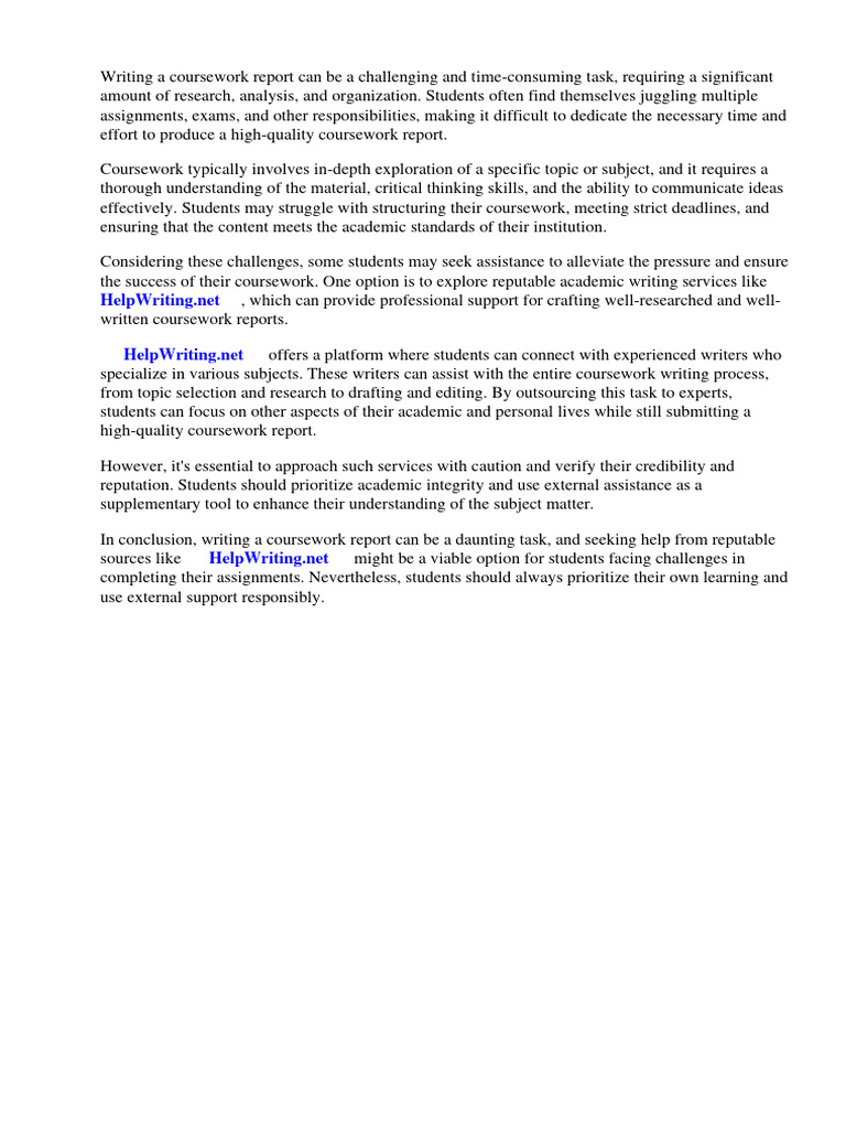 Coursework Report Sample | PDF | Thesis | Information