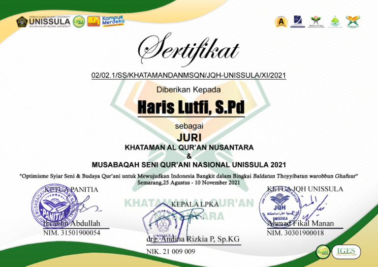 Sertifikat Haris | PDF