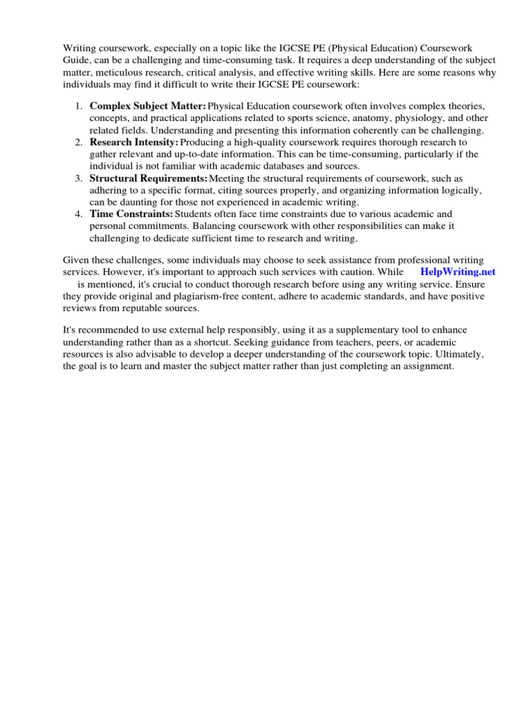 Igcse Pe Coursework Guide Pdf Physical Fitness