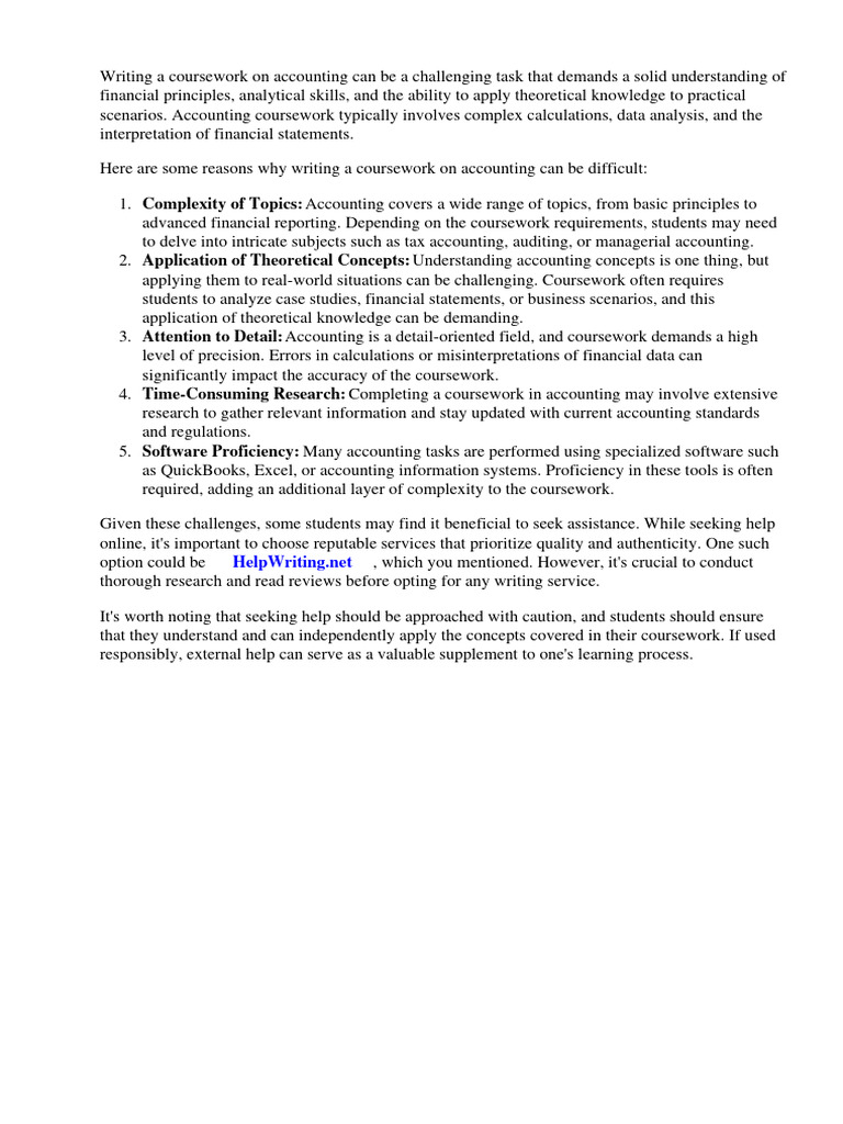 Coursework Of Accounting Pdf Accounting Financial Accounting