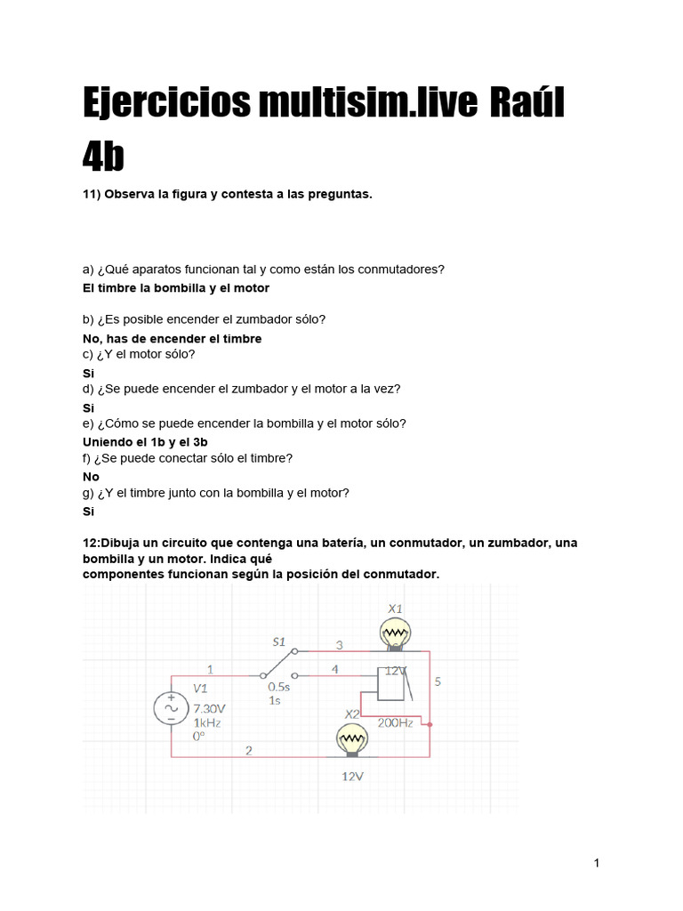 Ejercicios de Circuitos Eléctricos en Multisim | PDF | Ciencias fisicas | Energia electrica
