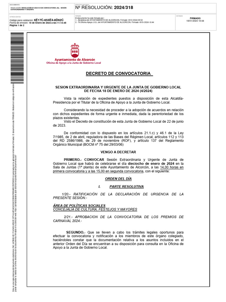 Odjgl-18-01-2024 Extr-Urg | PDF | Gobierno