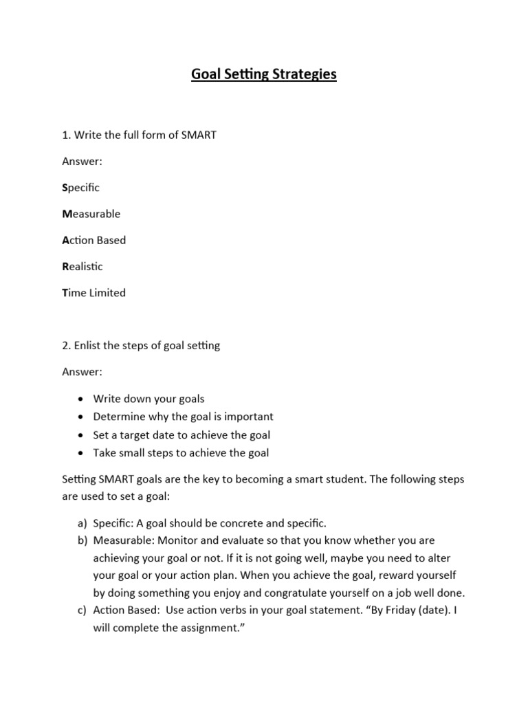 IEAS W Goal Setting Strategies | PDF | Goal | Goal Setting
