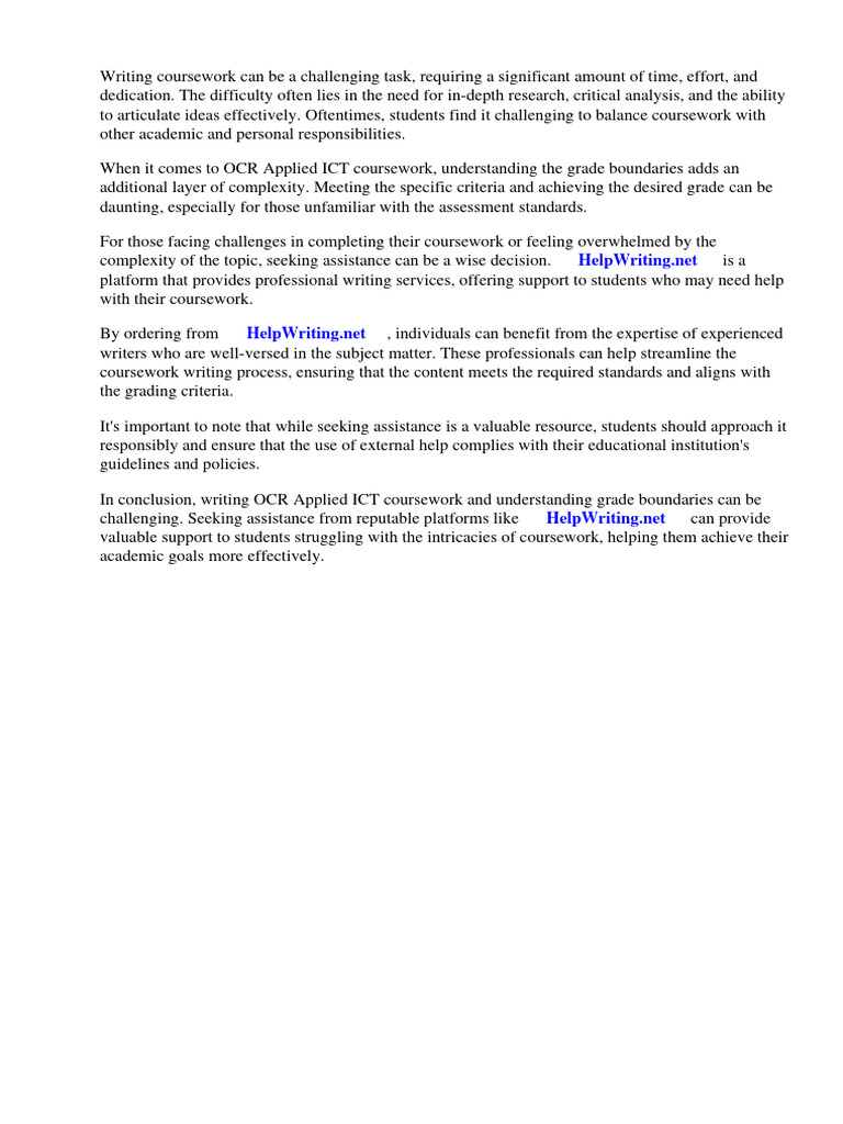 Ocr Applied Ict Coursework Grade Boundaries | PDF | Qualifications | Student Assessment And ...