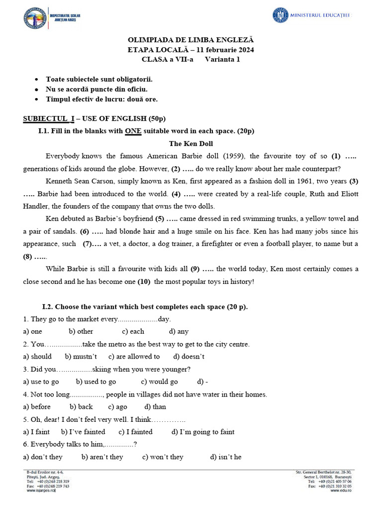 Clasa A VII-a | PDF | Human Communication | Linguistics