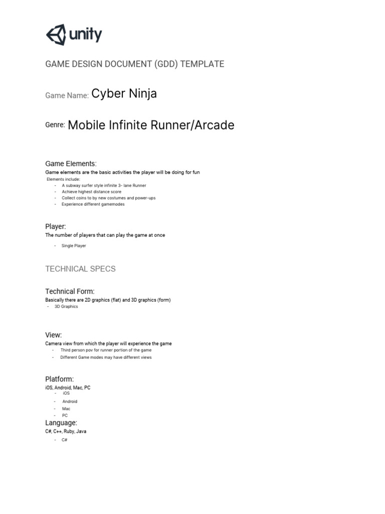 Game Design Document Cyber Ninja | PDF | User Interface | Computing