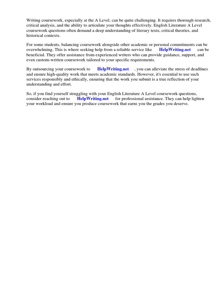 English Literature A Level Coursework Questions | PDF | Thesis ...