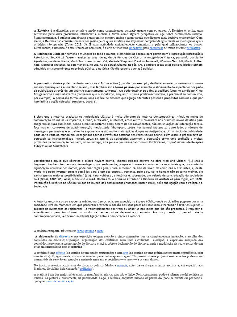 A Retórica É A Disciplina Que Estuda o Modo Como Comunicamos ...