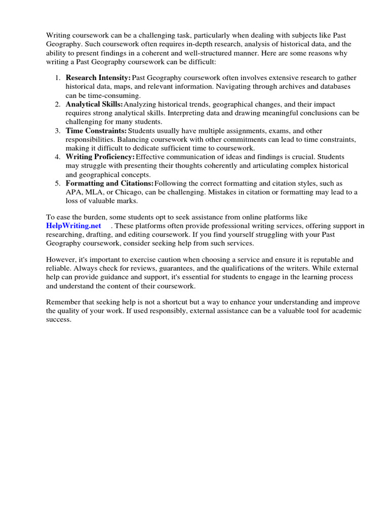 Past Geography Coursework | PDF | Geography | Data