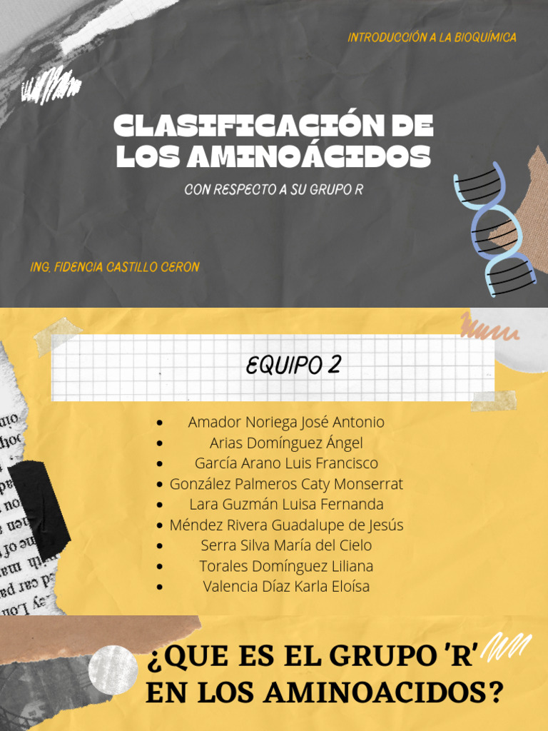 Equipo 2 - Clasificacion de Aminoacidos Con Respecto A Su Grupo R | PDF