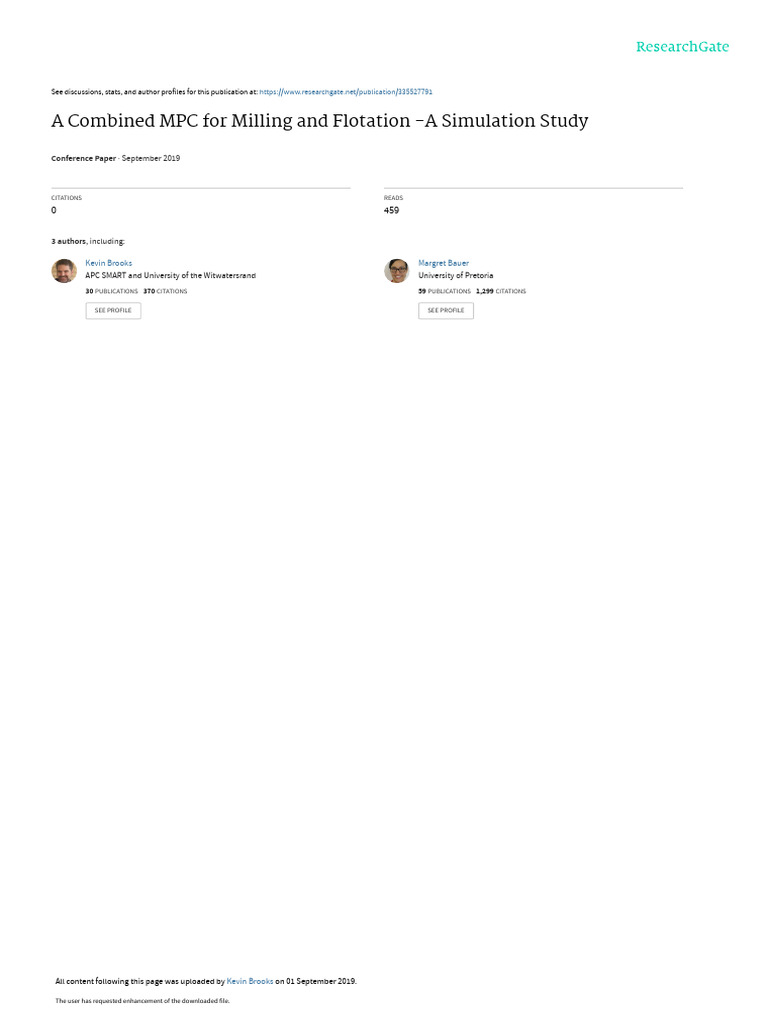 0073 - FI - A Combined MPC For Milling and Flotation - A Simulation Study | PDF | Mathematical ...